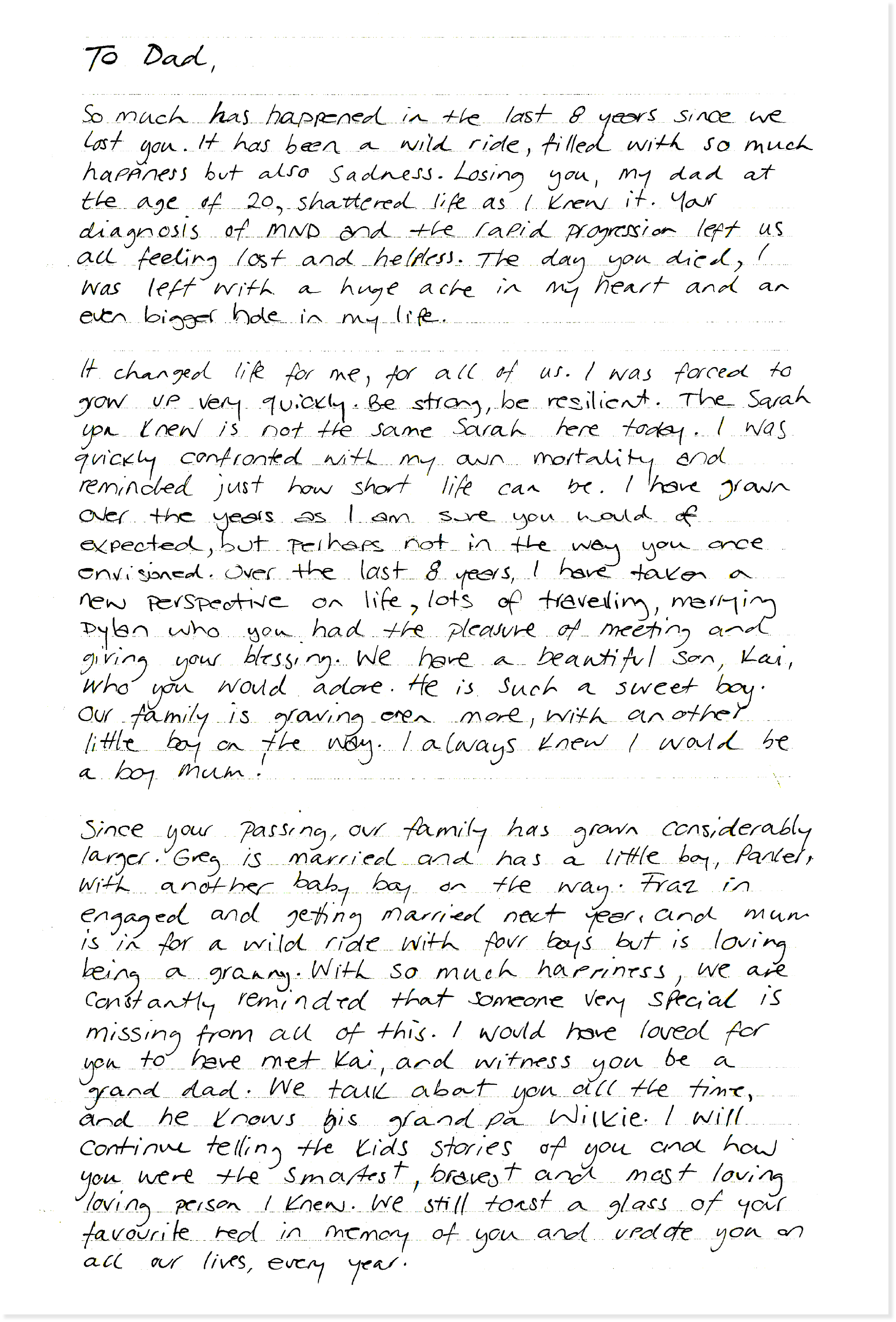 A Letter to Dad | Sarah's Letter - MND Victoria